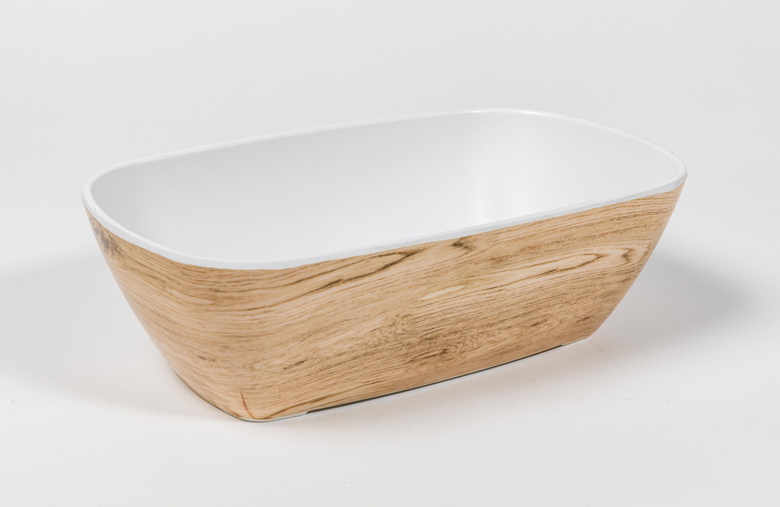 1.5L Melamine Bowl – Woodgrain Exterior - Fresh Produce Displays