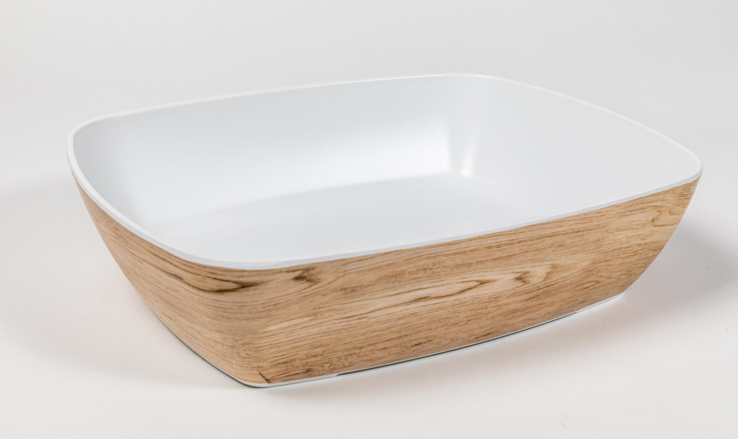 3.5L Melamine Bowl – Woodgrain Exterior - Fresh Produce Displays