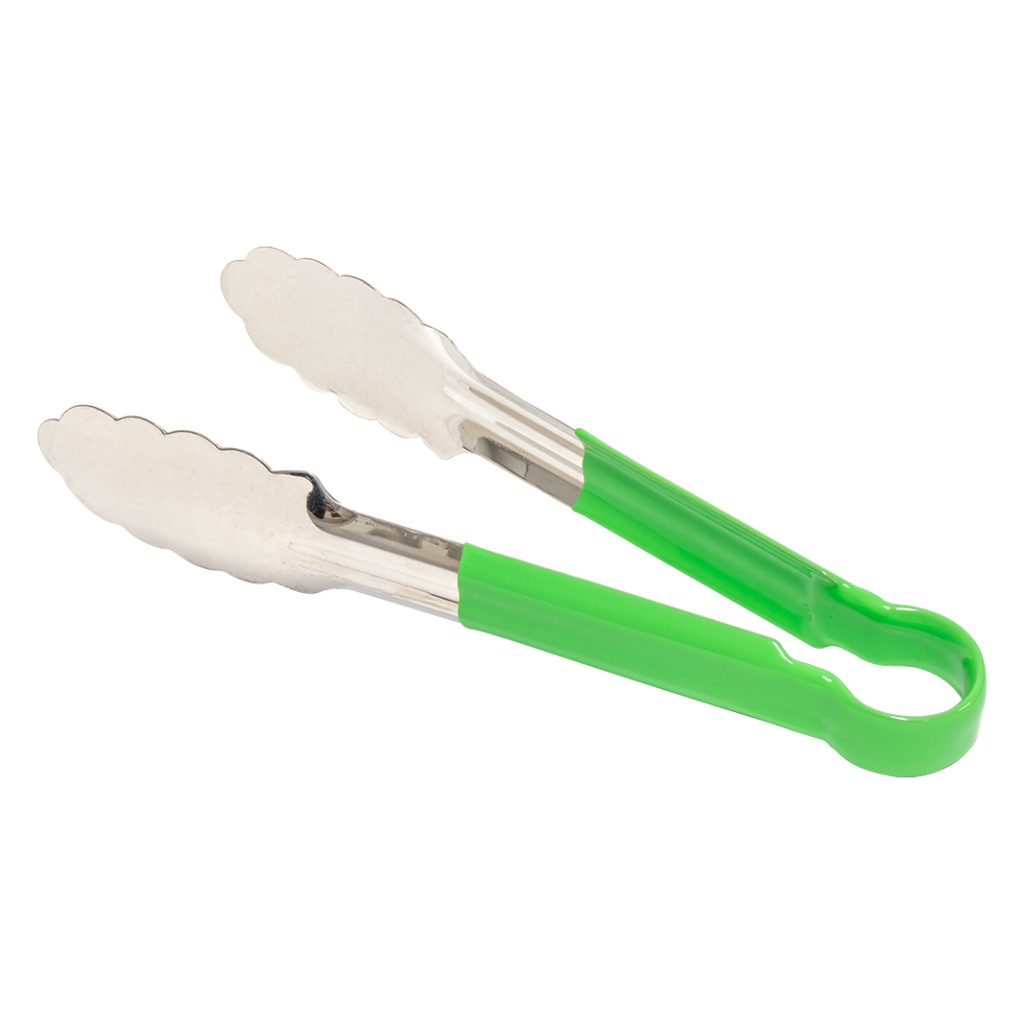 Stainless Steel Tongs - Green Handle - Fresh Produce Displays