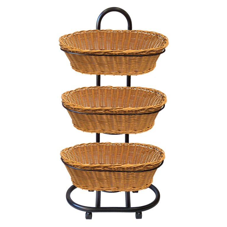 3-Tier Oval Polywicker Basket Set - chocolate - Fresh Produce Displays