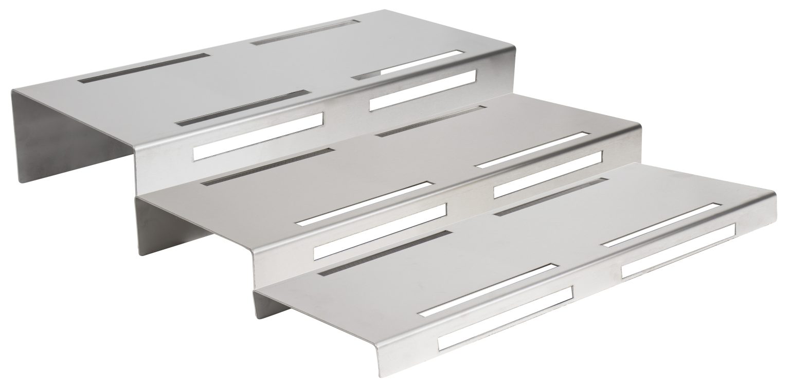 Adjustable 3-Step Deli Riser Stainless Steel - Fresh Produce Displays